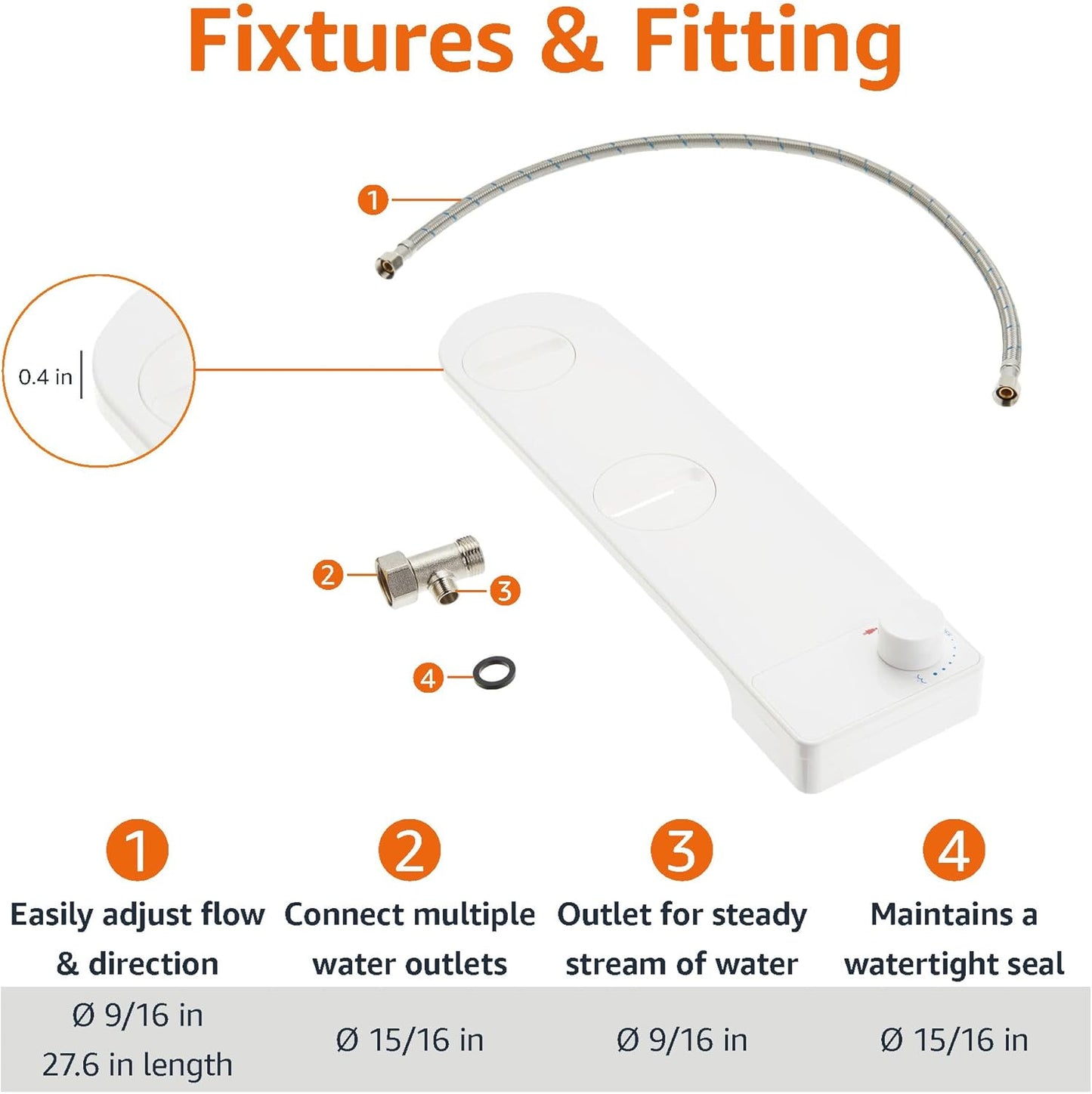 Amazon Basics Non-Electrical Slim Toilet Bidet – Adjustable Water Flow ...