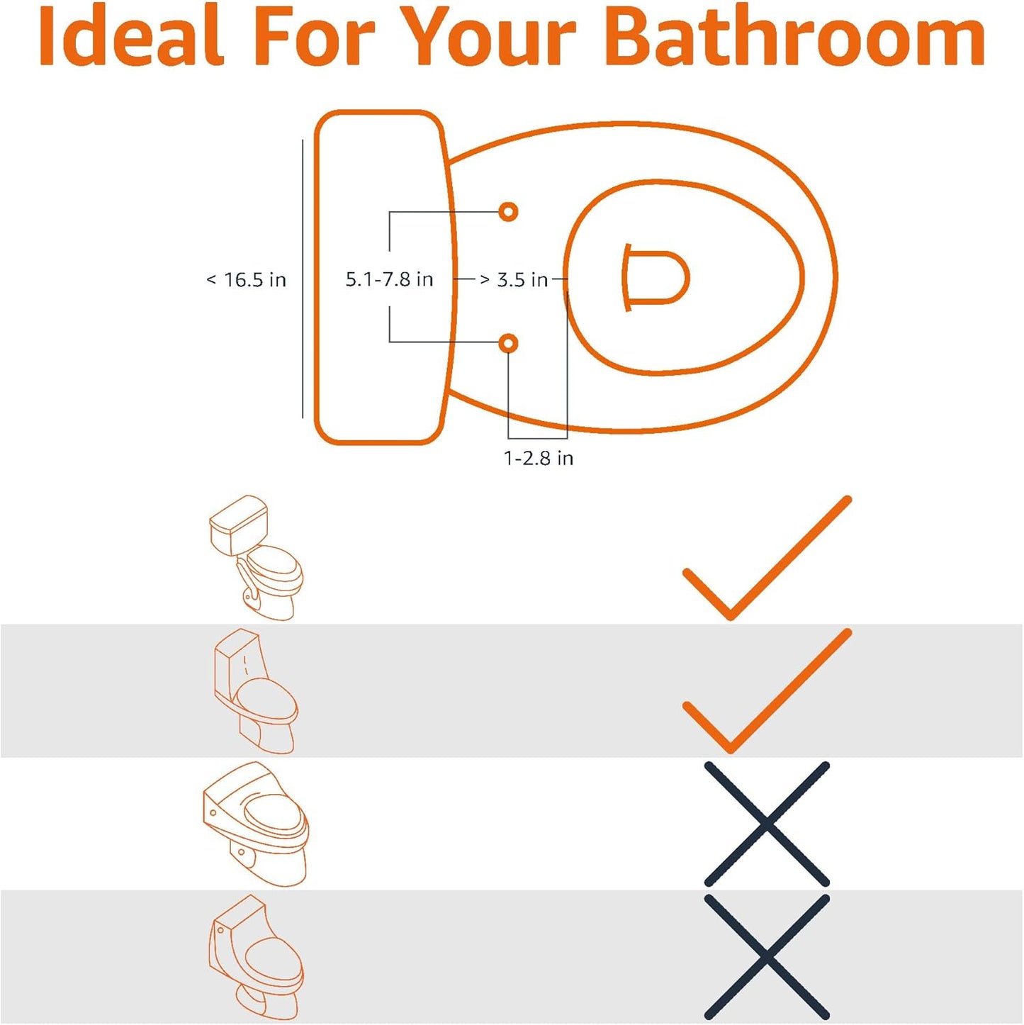 Amazon Basics Non-Electrical Slim Toilet Bidet – Adjustable Water Flow ...